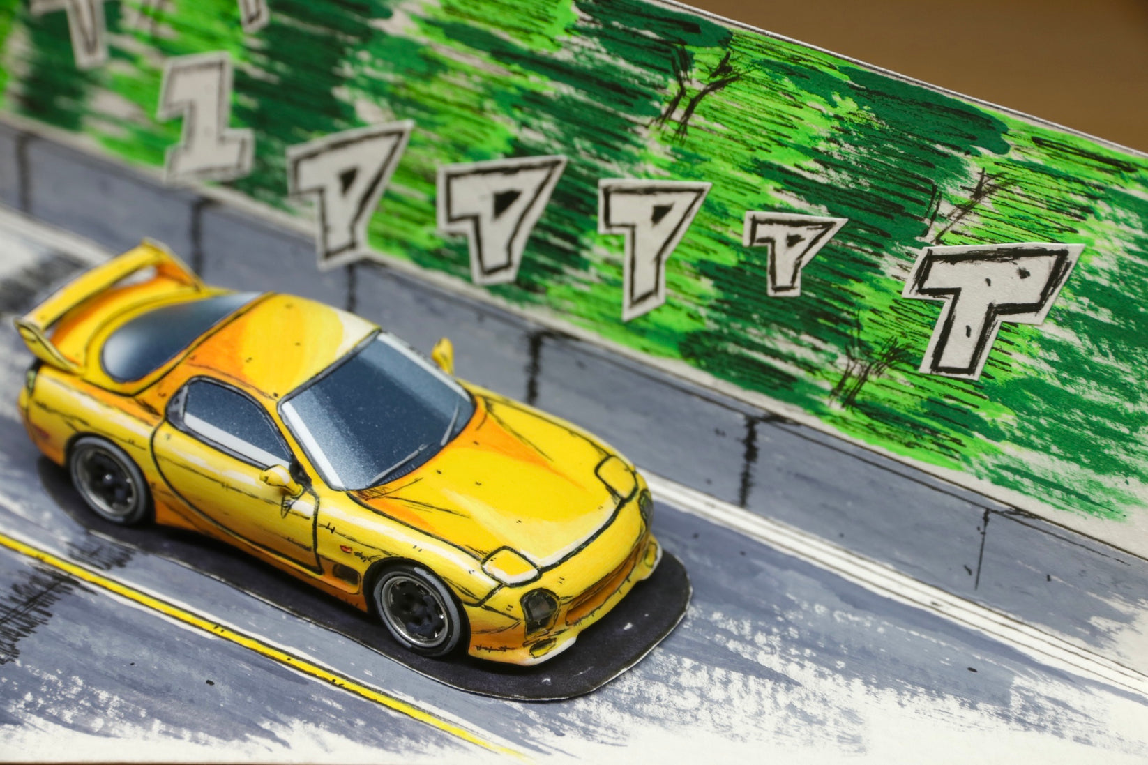Custom Painted Anime/Manga Style Initial D Mazda FD3S RX-7 1/64 Tarmac ...